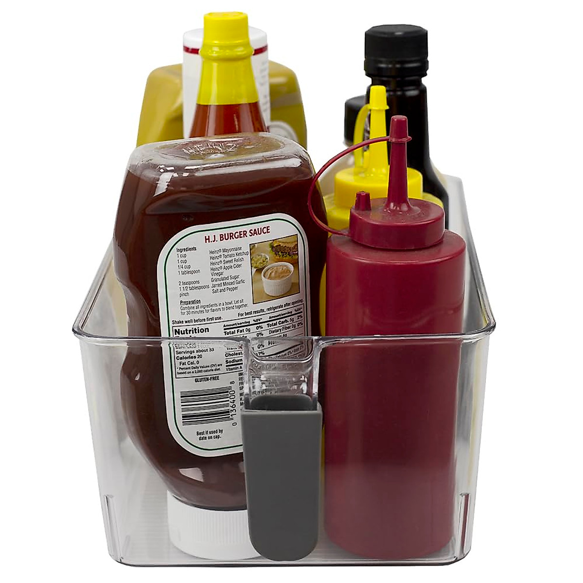 Home Basics Pull-Out Plastic Storage Bin with Soft Grip Handle for Refrigerator, Freezer & Kitchen Pantry Storage Organizer, Clear (4, LARGE)