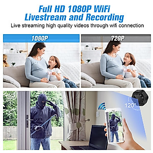 Anlork WiFi Hidden Camera Mini Wireless Portable Nanny Cam,1080P HD Small Indoor Security Cameras with Night Vision Motion Detection Alert for Phone APP, Little Cam for Home