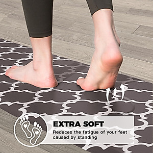 KOKHUB Kitchen Mat,1/2 Inch Thick Cushioned Anti Fatigue Waterproof Kitchen Rug, Comfort Standing Desk Mat, Kitchen Floor Mat Non-Skid & Washable for Home, Office, Sink,17.3"x28"- Brown