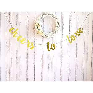 zxyxka Cheers to Love Banner Happily Ever After Engaged Bunting Banner-Wedding Anniversary, Bridal Shower Party Decoration Supplies Photo Props(Gold)