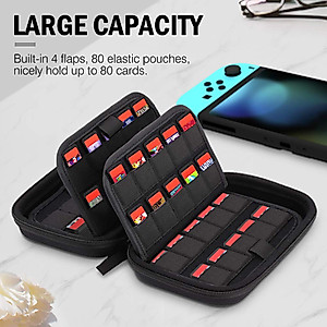 MoKo 80 Game Card Storage Holder Cartridges Card Organizer Shockproof Water Resistant Card Holder Anti-Scratch Carrying Storage Box Compatible with Nintendo Switch and PS Vita Game Card - Black