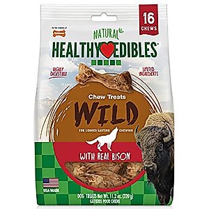 Nylabone Healthy Edibles WILD Natural Long-Lasting Dog Treats - Dog Bone Treats - Bison Flavor, Small (16 Count)