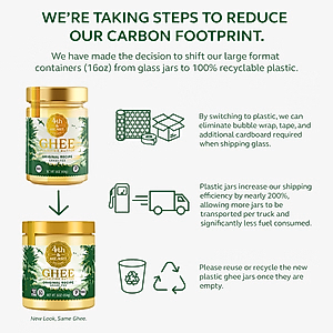 4th & Heart Original Grass-Fed Ghee, 16 Ounce, Keto, Pasture Raised, Non-GMO, Lactose and Casein Free, Certified Paleo