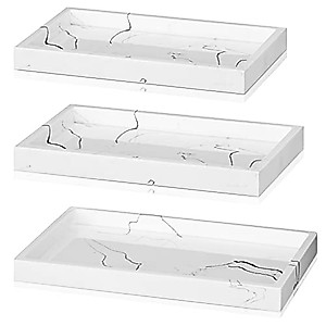 3 Pieces Bathroom Vanity Tray, Ceramic Vanity Tray Marble Decor Bathroom Tray Vanity Display Tray Decorative Paper Towel Tray Ceramic Jewelry Tray Rectangle Perfume Tray for Bathroom Accessory (White)