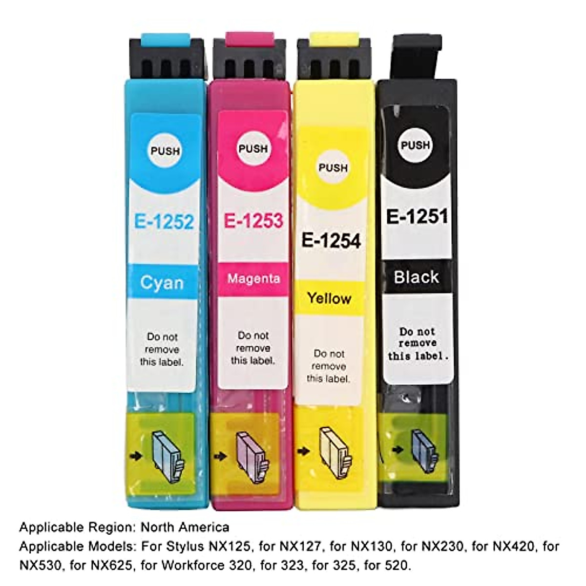 Fafeicy 4 Color PP Printer Ink Cartridges No Leakage Ink Cartridge Replacement T1251 T1252 T1253 T1254