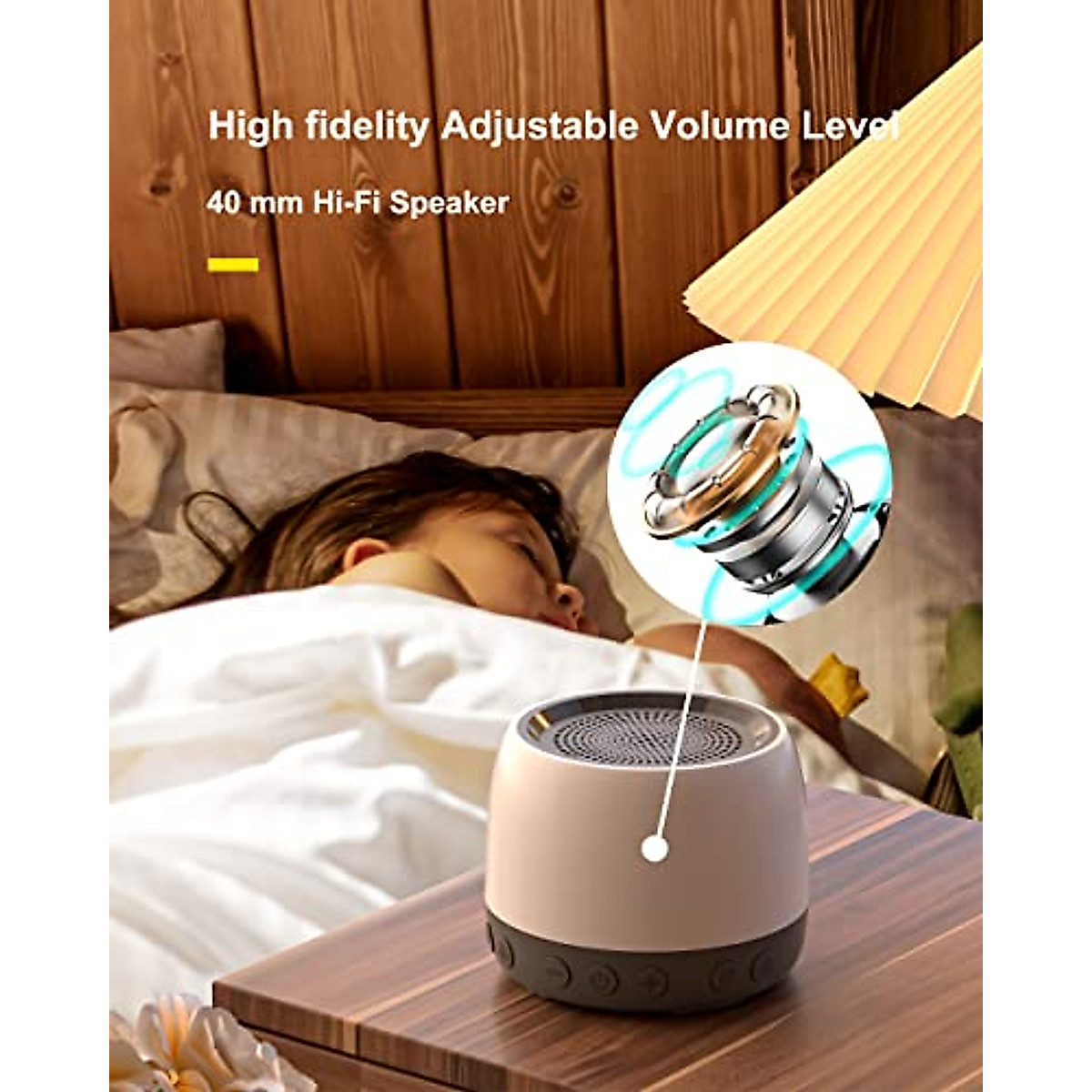 elesories White Noise Machine, Sound Machine with13 Non Looping Natural Soothing Sounds for Adults Baby Sleeping, Also Be Used as a Multifunctional Speaker for Home, Office Privacy | Nursery | Travel…