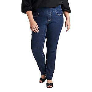JAG Jeans Women's Plus Size Nora Mid Rise Skinny Pull-on Jeans, Ink, 18 Plus