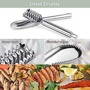 7 Pieces Fish Scaler Brush Remover with Stainless Steel Sawtooth Remover Removing Peeler Cleaning Tool Fish Shape Tweezers for Fish Scales Removing Peeling