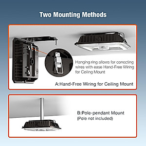 OKQ LED Canopy Light Outdoor 5Pack, 10"x10" Square Gas Station Light with Selectable Wattage (100/80/60W/40W) and CCT (5000/4000/3000K), 1-10V Dimmable,Canopy Lights for Garage Barn, ETC&DLC Listed