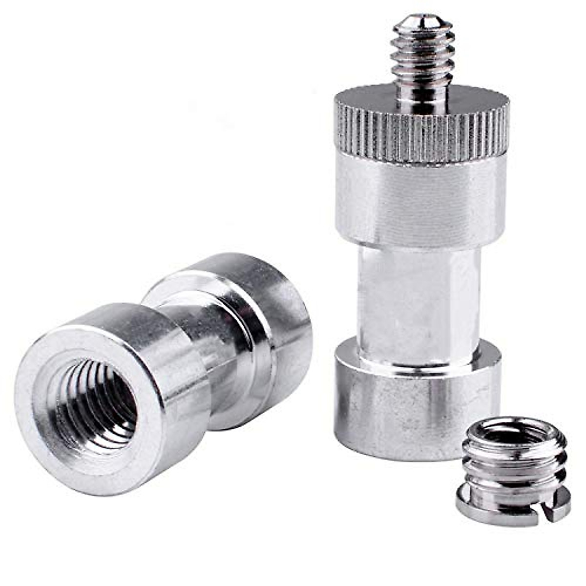 Maxmoral 3 Sets 1/4 Inch to 3/8 Inch Threaded Screw Mount Adapter Set for Camera Tripod Monopod DSLR Camera Flash Trigger - Female to Female Adapter, Male to Male Screw, Reducer Bushing Screw