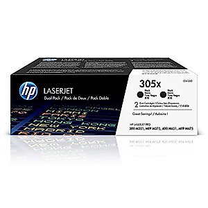 HP 305X Black High-yield Toner Cartridges (2-pack) | Works with HP LaserJet Pro 300 M351, HP LaserJet Pro 300 MFP M375, HP LaserJet Pro 400 M451, HP LaserJet Pro 400 MFP M475 Series | CE410XD