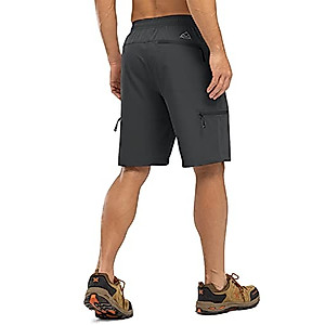 TBMPOY Men's Hiking Shorts with 5 Zip Pockets 9'' Lightweight Outdoor Work Athletic Short for Men Travel Running Dark Grey XXL