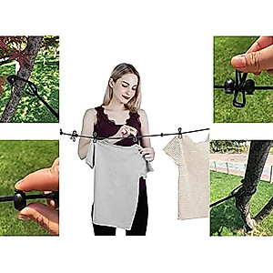 Portable Clothesline with 12pcs Clips, Windproof Travel Camping Clothes line Retractable Elastic Laundry Drying Clothes Line for Backyard, Hotel, Outdoor and Indoor Use, 2 Pack (Black+Blue)