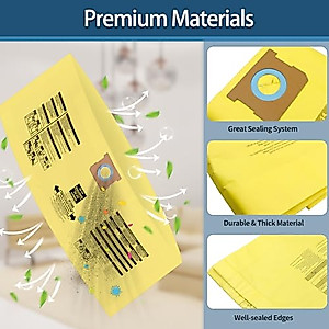 8 Pack 90672 Vacuum Bags Compatible with 10-14 gallon Type F 90662 9066200 9066233 Type I 90672 9067200 9067233 VF2005 Disposable Fine Dust Collection Bags