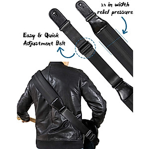 Wepop Guitar Strap Elastic Soft Comfortable Neoprene Leather 3.4in Bass Acoustic Electric Guitar (391)