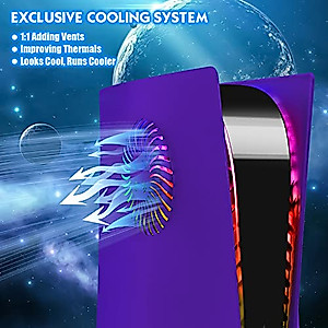 SIKEMAY PS5 Face Plates for Playstation 5 Console Disc Edition, PS5 Accessories ABS PS5 Cover Plates with Fan Vents, Hard Shockproof Anti-Scratch Replacement Protective Shell PS5 Purple Plates