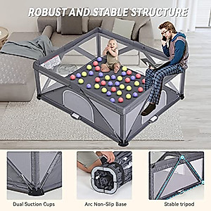GENTEACO Foldable Baby Playpen, Extra Large Play Pen for Babies and Toddlers, Baby Fence Play Yard, Safety Kids Portable Playpin Indoor&Outdoor (59"×71")