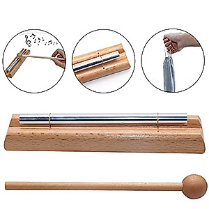 Ehome Meditation Chimes, Mindfulness Solo Hand Chime, Classroom Bell Percussion Instrument, Teacher Tools Reminder Bell with Mallet Storage Bag for Prayer Yoga Eastern Energies Music Gift