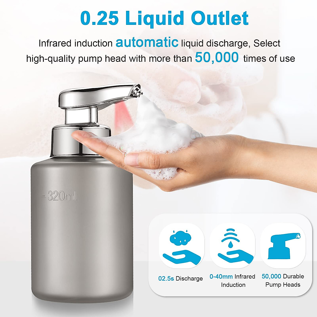 Automatic Foaming Soap Dispenser Touchless, Kitchen Soap Dispenser, Foam Hand Free Soap Dispenser Bathroom, Auto Soap Dispenser Touchless (Smoky, Foam)