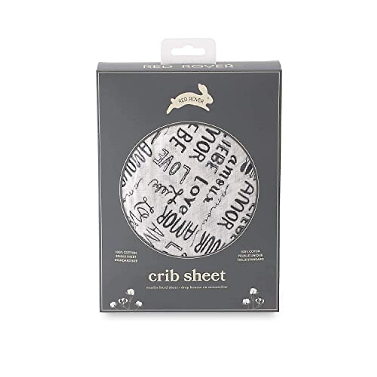 Red Rover Kids All-Cotton Muslin Fitted Crib Sheet- 52”x 28”x 9”- 100% Cotton – Machine Washable – Lightweight & Breathable – Playful Designs – Nursery, Crib, Bed – Unisex (Love Language)