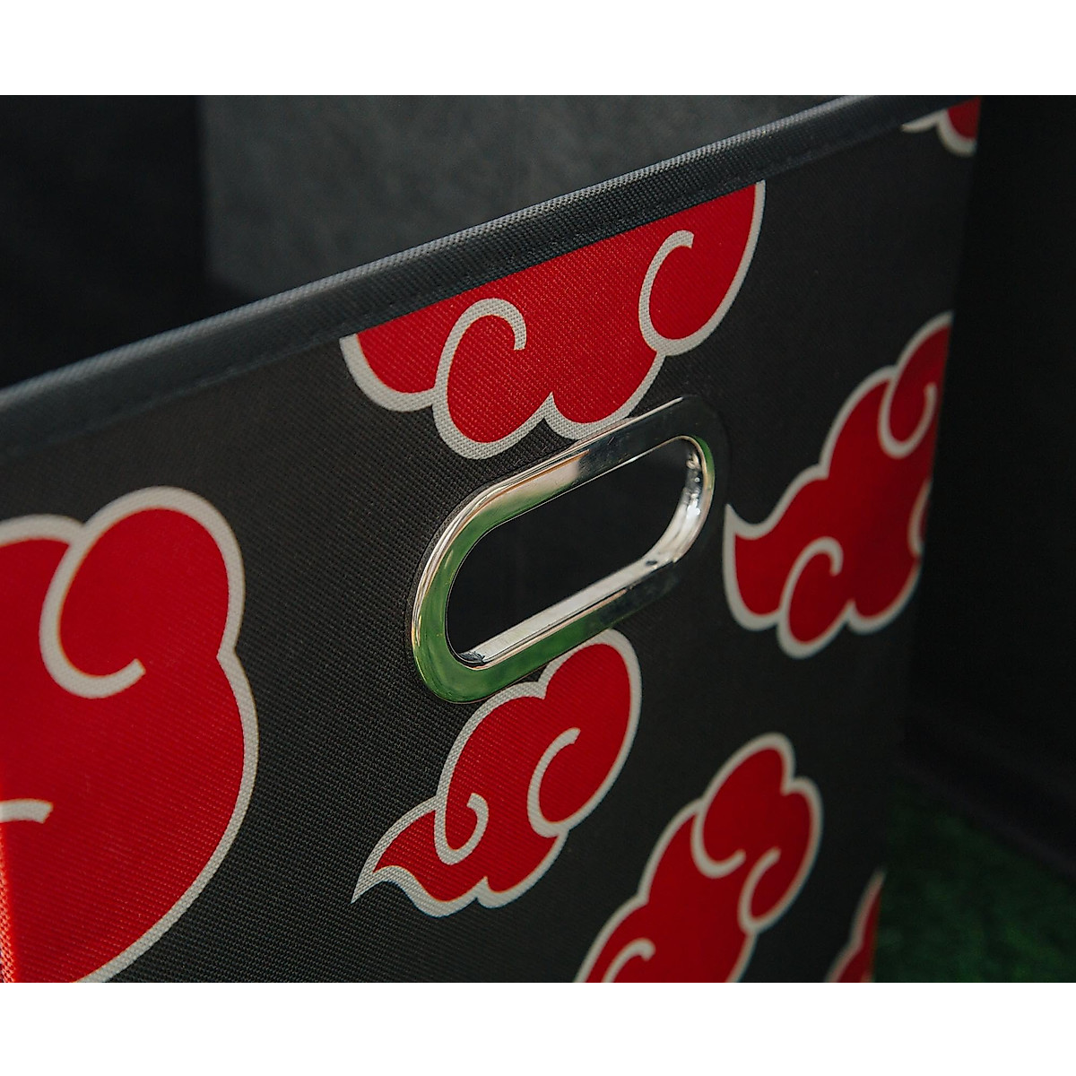 Naruto Shippuden Akatsuki 13-Inch Fabric Storage Bin With Handles and Lid | Cube Organizer For Cabinet, Closet