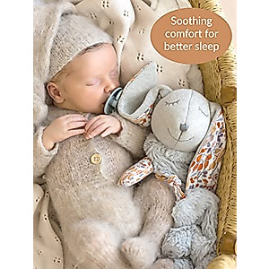 Yuppie Mommy Bonny Bunny Handmade Lovey Security Blanket Gift for Baby Boy or Baby Girl Woodlands Theme— Soft Baby Blanket with Bunny Stuffed Animal with Pacifier Ties Lovies for Newborns and Babies