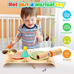 OATHX Kids Piano Keyboard, 8-in-1 Wooden Xylophone Drum Set, Musical Instrument Toys for Toddlers, Boys & Girls, Percussion and Piano Birthday Gifts for Children Ages 3+