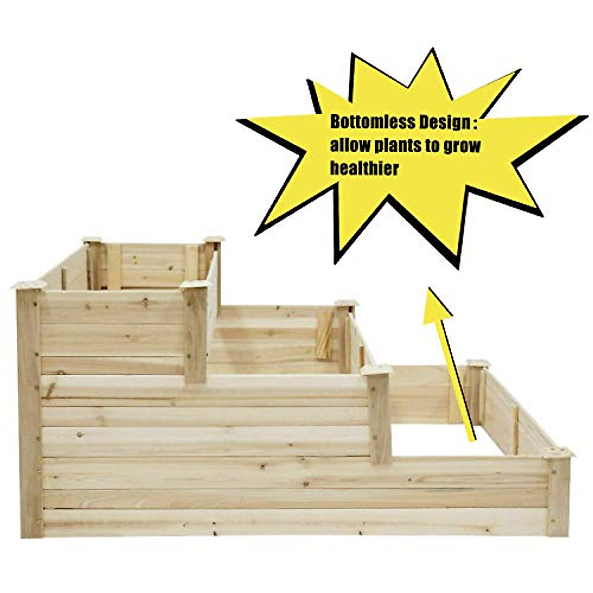KINTNESS 3 Tier Raised Garden Bed Cedar Elevated Garden Bed Kit for Growing Vegetables Flowers Herb Box Outdoor Indoor …