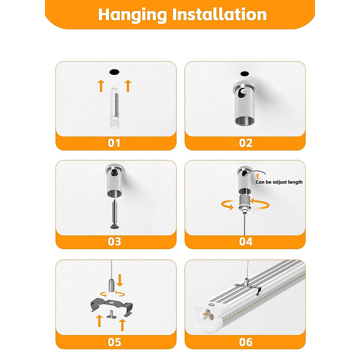 ONLYLUX LED Shop Light 8ft 6000K White 100W, 15000lm Workshop led Light V Shape, Plug and Play, Hanging/Surface Mount Install, 8 Foot led Lights for Garage,10 Pack