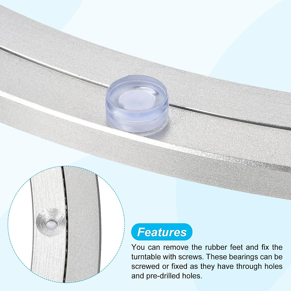 uxcell Aluminium Lazy Susan Turntable Bearing, 16 inch Round Rotating Bearing Turntable Base for Kitchen Dining Table（Base Only）