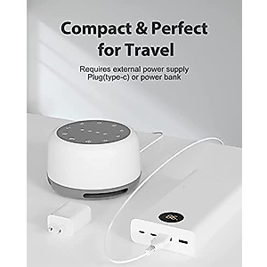 Anescra White Noise Sound Machine and Night Light for Home Office with 24 Soothing Nature Sounds,16 Levels Volume, Portable Sleep Sound Timer Therapy for Baby Adults Kids, Sleeping Aid|USB Type-C