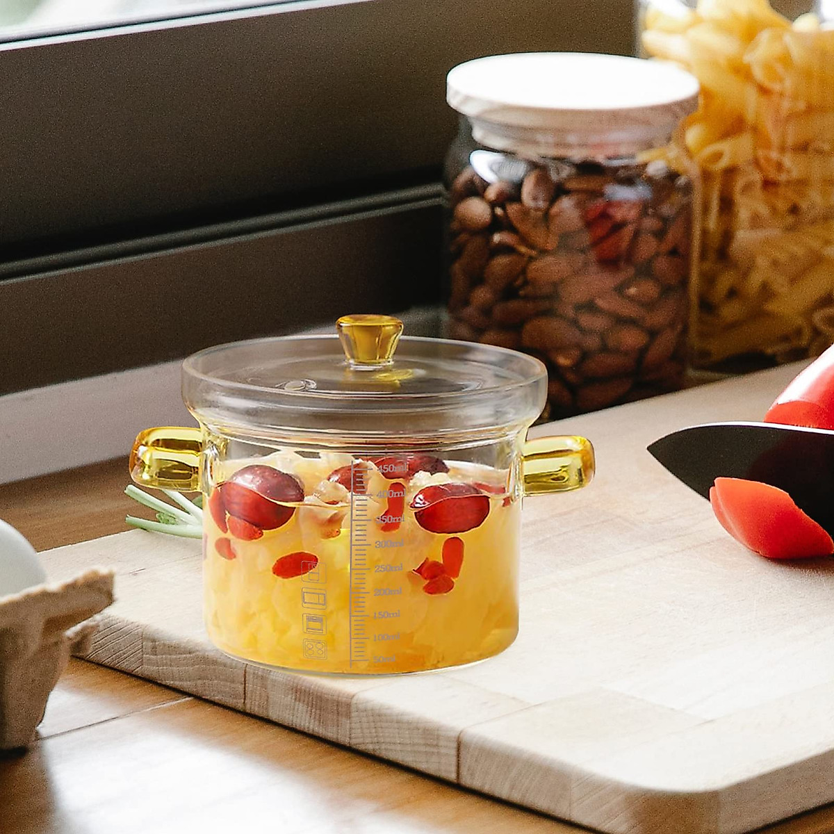 CALLARON Pots for Cooking with Lids Saucepan with Cover Simmer Pot Milk Pot -resistant Stovetop Pot And Pan with Lid for Soup Milk Baby Food 450ml