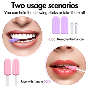 Chewies for Invisalign Aligner, 4 PCS Popsicle Silicone Chewies with Grip Handles, for Invisible or Metal Braces Aligner Munchies, 2 Grape Flavor and 2 Peach Flavor