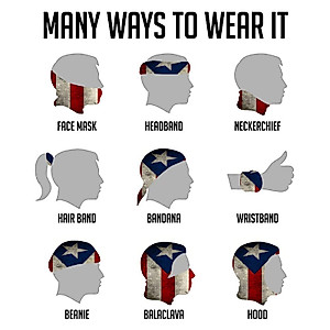 HSELOGI 4Pcs USA Puerto Rico Flag Headwear Neck Gaiter Tube Scarf Headbands Bandana Balaclava For Outdoor