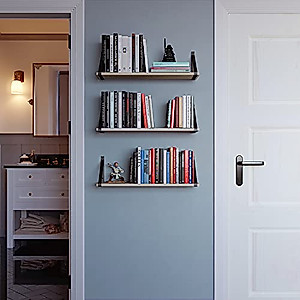 Wallniture Bora Floating Shelves for Wall Storage, 24"x6" Floating Bookshelf Set of 3, Natural Wood Wall Shelves for Living Room, Bedroom, Bathroom, Kitchen