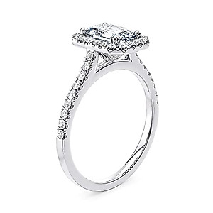 Blocaci Engagement Ring 2 CT Moissanite Halo Emerald Cut Engagement Rings for Women 10k 14k 18k White Gold Rose Gold Yellow Gold Free Engraving Style 1