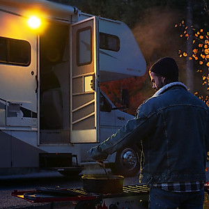 Lumitronics RV 12V LED Oval Porch Utility Light - Clear & Amber Lenses - for Motorhomes, Campers, Trailers, 5th Wheels (White)