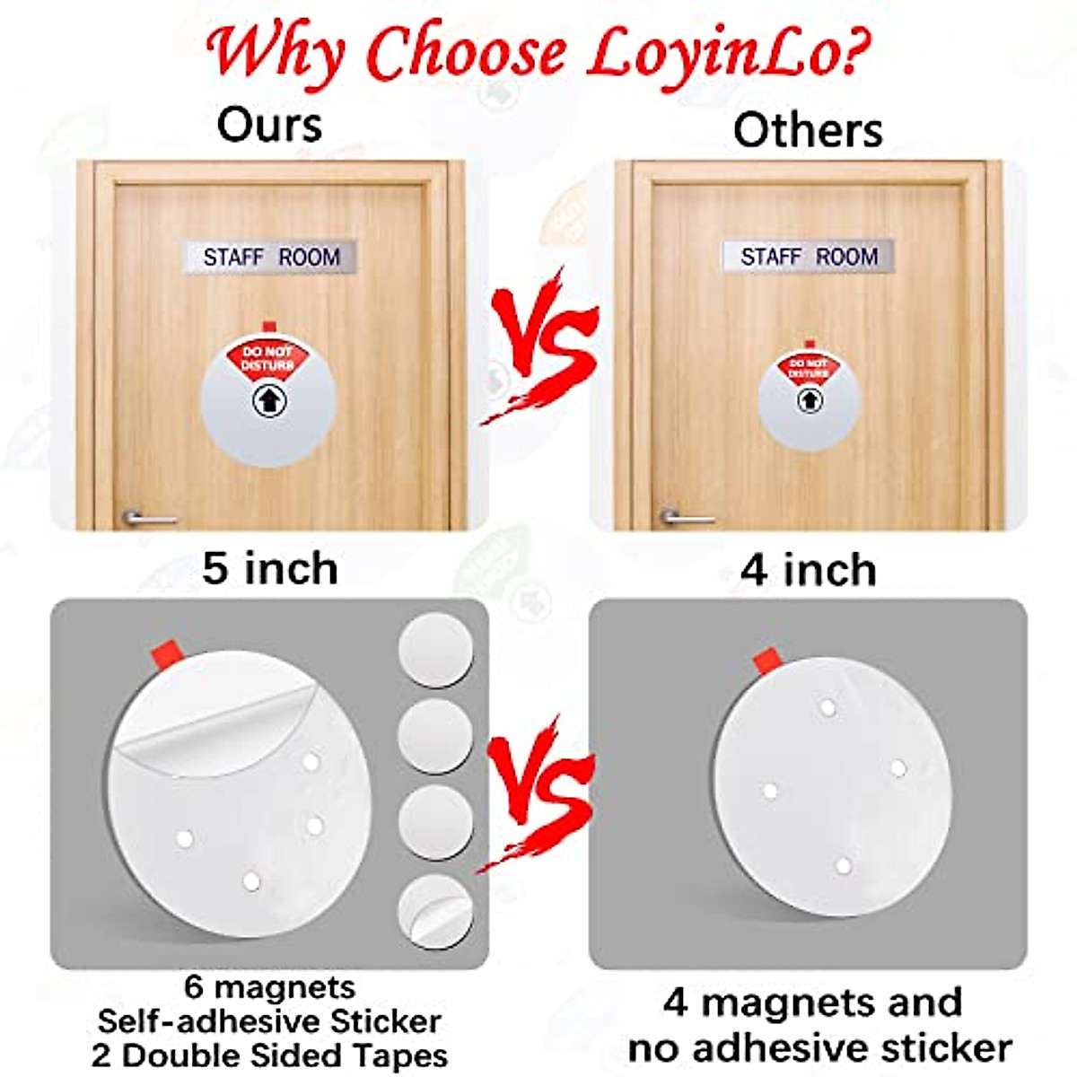 Privacy Sign,Do Not Disturb/Please Knock/Out of Office/in a Meeting Sign,Office Door Sign That Lets Others Know Whether You're Available Or Not(5inch,Silver)