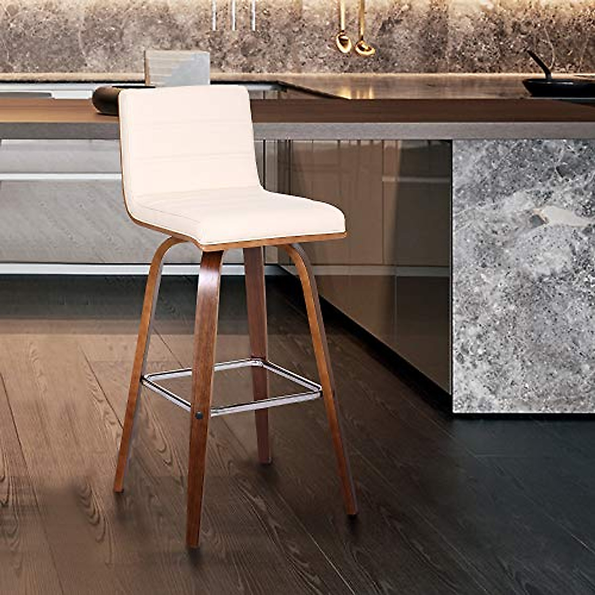 Armen Living Vienna Counter Height Bar Stool Kitchen and Dining, 26" Cream/Walnut, More color/size option