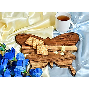 Affinity Decor Organic Acacia kitchen Cutting Chopping Board Platter Wine Holder with Handles for Butcher Block Cheese and Vegetables Fruit & Salad (Butterfly Board 11"L x 13"W)