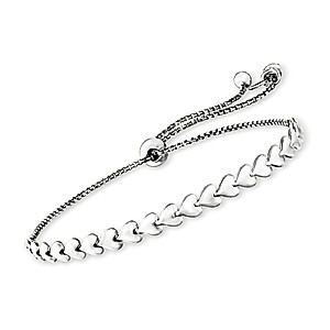 Ross-Simons Italian Sterling Silver Heart-Link Bolo Bracelet