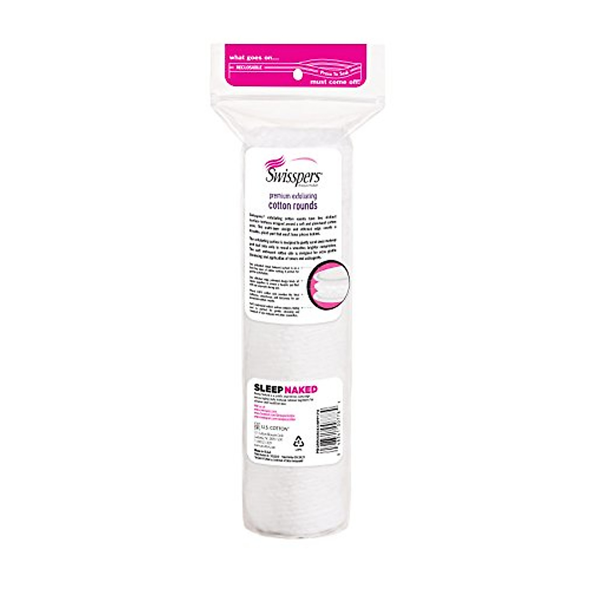 Swisspers Premium Exfoliating Rounds, 2 Distinct Raised Textured Surface, Cotton Facial Pads, 80 Count Re-closable Bag