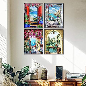 Perycomly Paint by Number for Adults Canvas, 4 Pack 16"x20" Acrylic Door Paint by Numbers, DIY Adult Paint by Number Kits, Door Oil Painting by Number for Home Wall Decor Gift