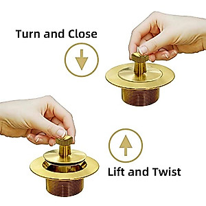 Lift & Turn Tub Trim Set with Two-Hole Overflow Cover,Replacement Bath Drain Trim Kit for Most Bathroom bathtubs (Gold)