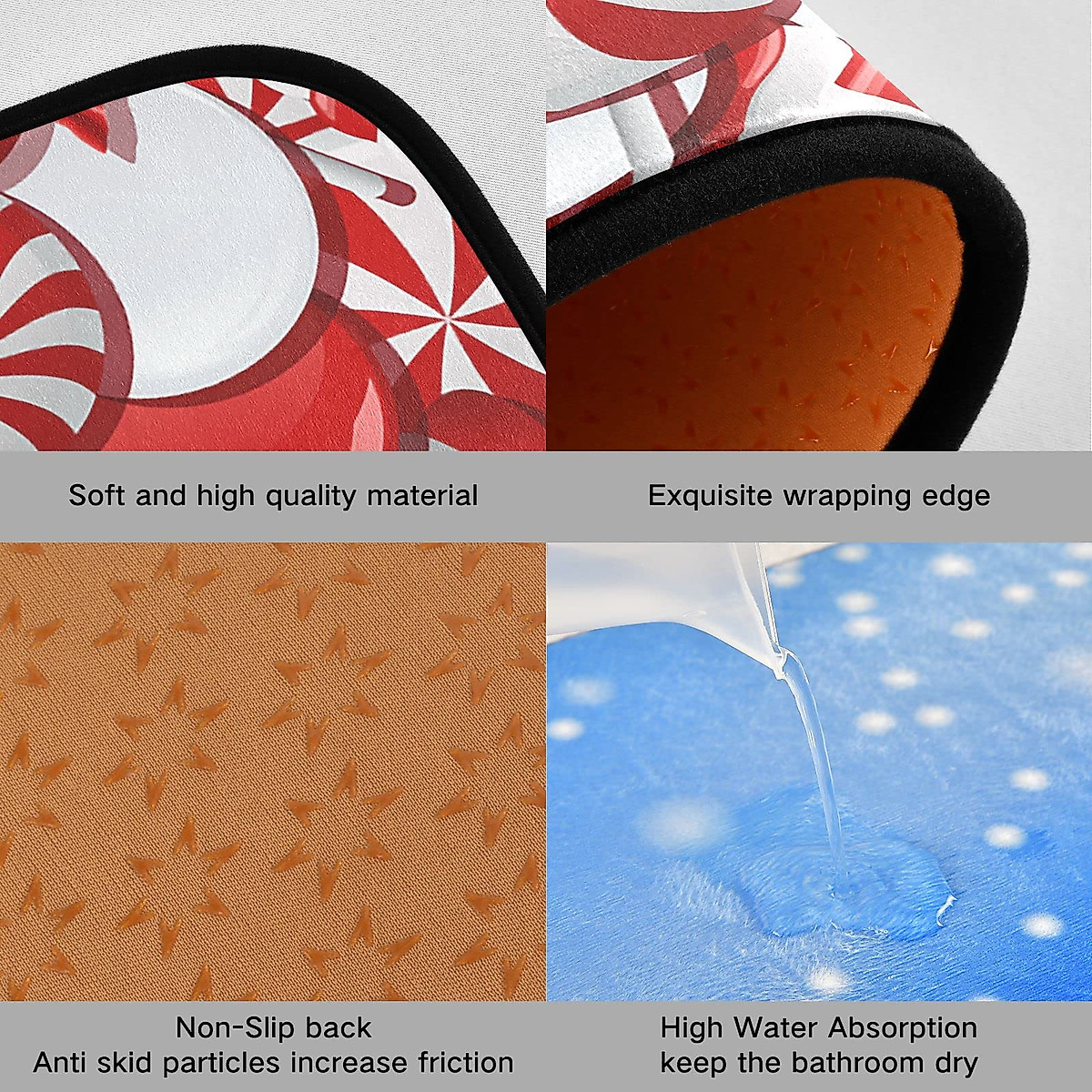 CUPADA Christmas Sweets Kitchen Rugs and Mats 2 Pcs, Candy Canes Non-Slip Floor Runner Mat for Living Room Bedroom Dorm Hallyway Home Decor 19.7"x27.6"+19.7"x47.2"