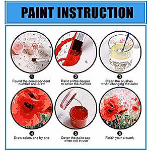 AOSGEDY 6 Pack Paint by Numbers for Adults Kids Beginner, Adult DIY Landscape Oil Painting for Home Wall Decor 12X16 Inch