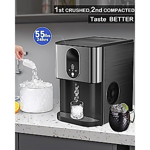 Kndko Nugget Ice Maker,Self Dispensing Pellet Ice Maker,44lbs/24H, Self Cleaning Ice Maker,3.3lbs Ice Storage,Nugget Ice Maker Dispenser,Countertop Nugget Ice Maker for Home Kitchen Bar Party Black