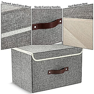E-MANIS Storage Bins with Lids set of 3 Foldable Storage Boxes with Lids Storage Baskets Storage Containers Organizers with for Toys,Clothes and Books (Grey)