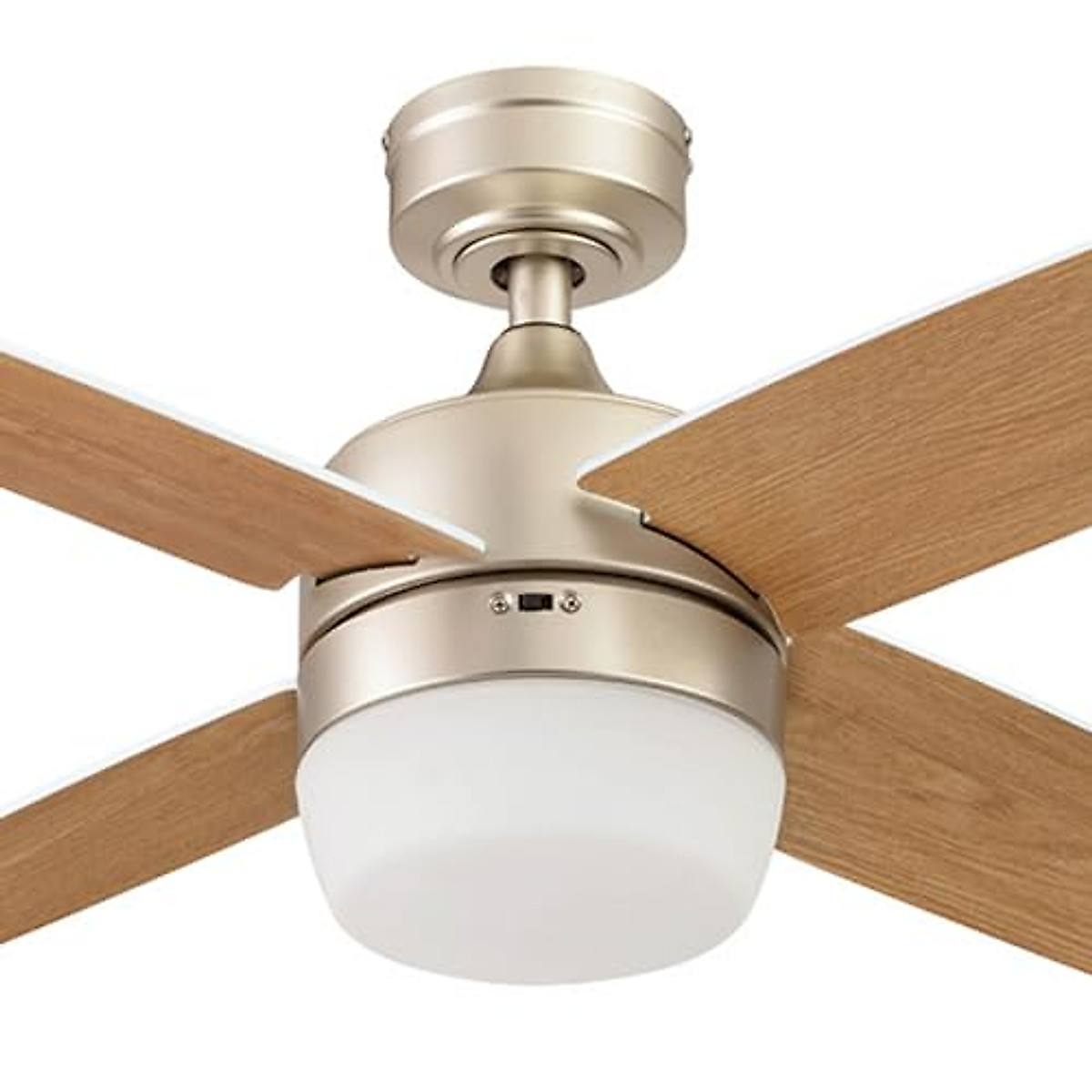 Prominence Home Atlas, 44 Inch Modern Indoor LED Ceiling Fan with Light and Remote Control, Dual Mounting Options, Dual Finish Blades, Reversible Motor - 51470-01 (Champagne)