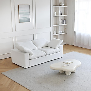 JACH Modern Convertible Modular Sectional Sofas for Living Room, Love Seat Sofas, Cushion Covers Removable, Customizable Modular Sectional Couch for Living Room Bedroom Apartment (White)